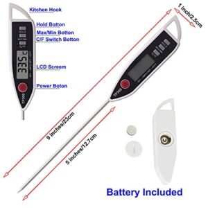 KISTARCH 2 Pack Meat Thermometer,Digital Instant Read Meat Thermometer,Kitchen Cooking Thermometer for BBQ Grill, Milk Yogurt ,Bath Water, Oil Deep Frying, Coffee,Kitchen Baking,Candy