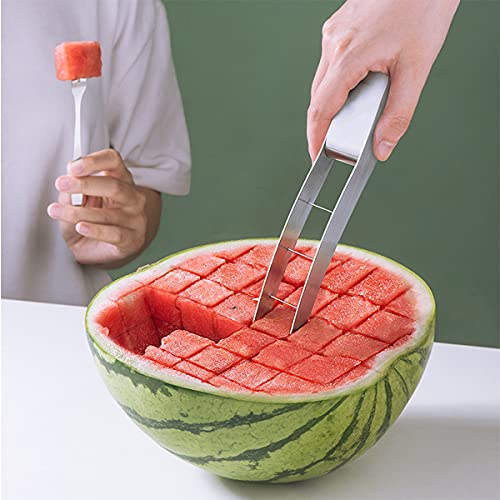 choxila Watermelon Cutter Slicer,Stainless Steel Watermelon Cube Cutter Quickly Safe Watermelon Knife,Fun Fruit Knives Salad Melon Cutter for Kitchen Gadget