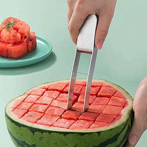 choxila Watermelon Cutter Slicer,Stainless Steel Watermelon Cube Cutter Quickly Safe Watermelon Knife,Fun Fruit Knives Salad Melon Cutter for Kitchen Gadget