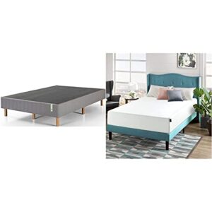 zinus good design award winner justina metal mattress foundation / 16 inch, grey,king & 12 inch green tea memory foam mattress/certipur-us certified/bed-in-a-box/pressure relieving, king, white