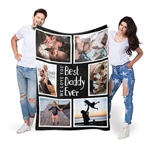 best daddy ever custom throw blanket with photo gifts personalized blankets with pictures customized blanket for dad grandpa on fathers day halloween christmas new year from daughter son wife