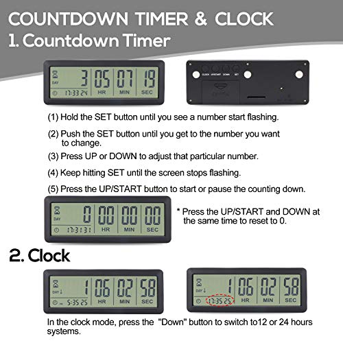 A AIMILAR Digital Countdown Days Timer - AY4053-Black Upgraded Big 999 Days Count Down Clock for Vacation Retirement Wedding