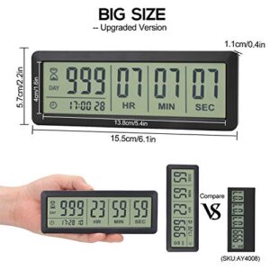 A AIMILAR Digital Countdown Days Timer - AY4053-Black Upgraded Big 999 Days Count Down Clock for Vacation Retirement Wedding