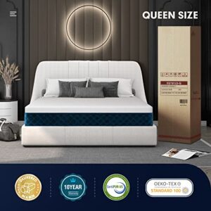 NAFORT Queen Size Mattress in A Box, 10 Inch Hybrid Mattress with Gel Infused Memory Foam & Bamboo Charcoal Foam, CertiPUR-US Certified, Ultra-Plush Mattress for Pressure Relief - Queen