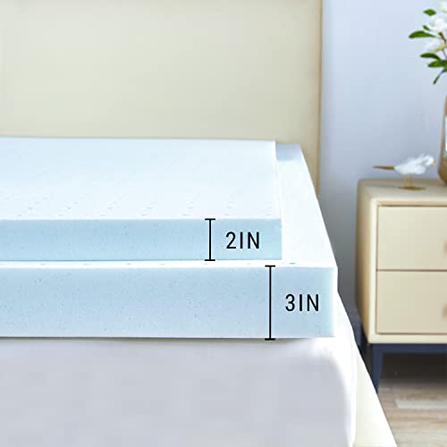 Tbfit 2 Inch Premium Gel-Infused Memory Foam Mattress Topper King, Cooling & Ventilated Mattress Pad with Breathable Bamboo Cover, High Density & Comfort Body Support Bed Topper