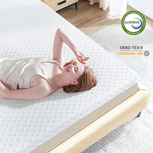 Tbfit 2 Inch Premium Gel-Infused Memory Foam Mattress Topper King, Cooling & Ventilated Mattress Pad with Breathable Bamboo Cover, High Density & Comfort Body Support Bed Topper