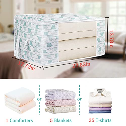 95L Large Storage Bags, 6 Pack Clothes Storage Bins Foldable Closet Organizers Storage Containers with Durable Handles Thick Fabric for Clothing, Comforter, Blanket,Bedding and Toys (Green)