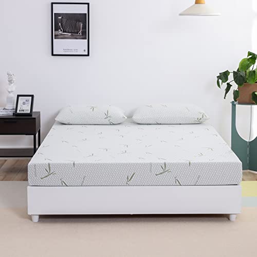 IULULU 6 Inch Memory Foam Mattress Medium-Firm Feel with Bamboo Cover, Breathable Bed Mattresses with CertiPUR-US Certified, Queen