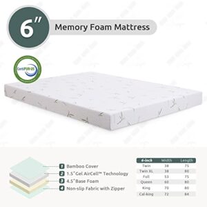 IULULU 6 Inch Memory Foam Mattress Medium-Firm Feel with Bamboo Cover, Breathable Bed Mattresses with CertiPUR-US Certified, Queen