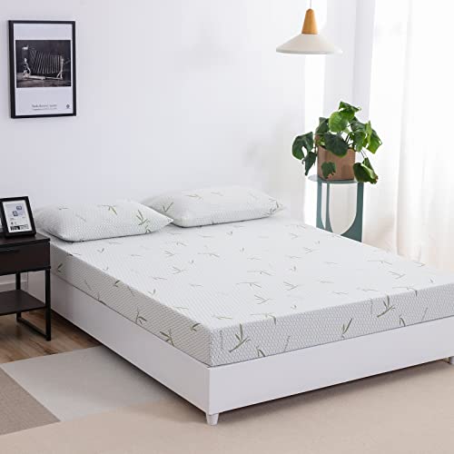 IULULU 6 Inch Memory Foam Mattress Medium-Firm Feel with Bamboo Cover, Breathable Bed Mattresses with CertiPUR-US Certified, Queen