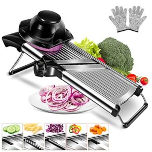 mastertop adjustable mandoline food slicer vegetable slicer fruit cutter stainless steel kitchen julienne slicer for kitchen waffle fry cut potato chip vegetable onion cheese french fry