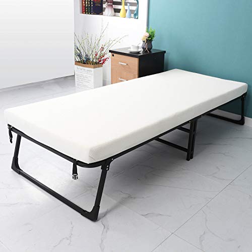 yotefe Folding Bed with Mattress Thick Memory Foam Mattress Portable Rollaway Guest Bed- Easy Storage-Space Saving-Super Strong Sturdy Frame Portable Bed