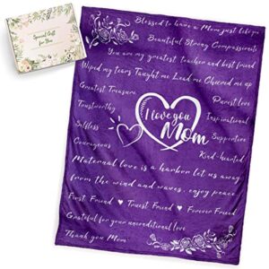 cheerhour mom gifts from daughter son on mothers day - i love you mom blanket 65x50 - gifts for mom who has everything - last minute mother gifts basket ideas for wife - purple