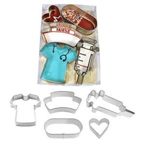 r & m international nurse cookie cutter set of 5, one size, silver