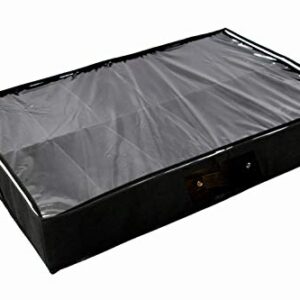 BENIZZA Under Bed Shoe and Clothes Storage Organizer - Customizable & Adjustable Dividers, Perfect Container for Under Bed or Closets, Sturdy Sides and Bottom, Large Shoes, Kids Men Women (Black)