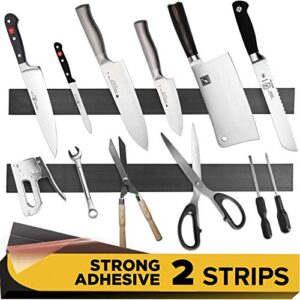 adhesive magnetic strip for knives kitchen with multipurpose use as knife holder, knife rack, knife magnetic strip, knives bar, kitchen utensil holder, tool holder for garage and kitchen organizer