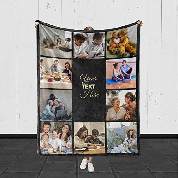 Taka Deal Customized Photo Blanket - Collage Blanket with Text. Make Your Own Fleece Throw Blanket. Gift for Valentine, Anniversary & Birthday. (Photo Blanket 28, 60"X80")