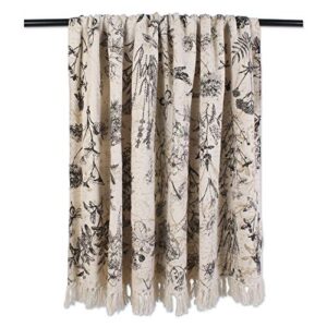 DII French Country Printed Woven Throw, 50x60, Botanical