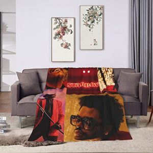 The Singer Weeknd Merchandise Blanket Ultra-Soft Blanket Collage Singer Blanket Flannel Blanket Portable Throw Blanket for Living Room Couch Sofa Rapper Fans Gift 50x40 Inches