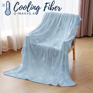 Cooling Blanket for Hot Sleepers,Lightweight Summer Cooling Blanket for night sweats ,Q-Max 0.4Arc-Chill Cooling Fiber Breathable Double Sided Cold Effect cool blanket for Traveler(Throw 50"x60")