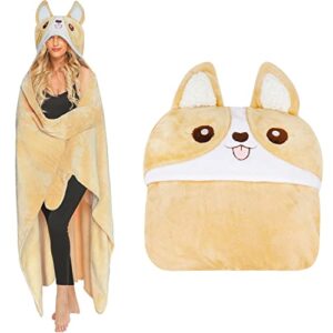 moyel corgi blanket for women funny cute soft warm fluffy fuzzy wearable blanket hoodie corgi gifts for corgi lovers mom girlfriend wife friend sister for christmas birthday