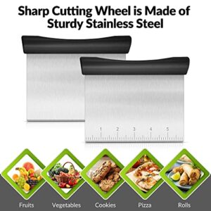 Rainspire Bench Scraper, Stainless Steel Dough Scraper, Pastry Scraper, Pizza and Dough Cutter Multi-Purpose Scraper/Chopper, Pizza Cutter Food Chopper Baking Supplies Kitchen Gadgets, Black