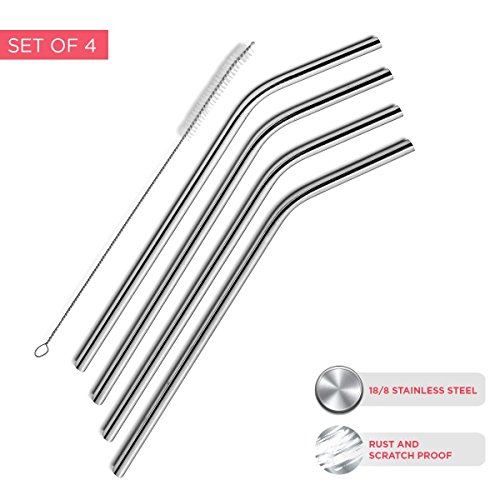 SipWell Extra Long Stainless Steel Drinking Straws Set of 4, Straws for 30 oz Tumbler and 20 0z Tumbler, Fits Simple Modern Tumbler | Fits all Yeti SIC Simple Modern Tumblers, Cleaning Brush Included.