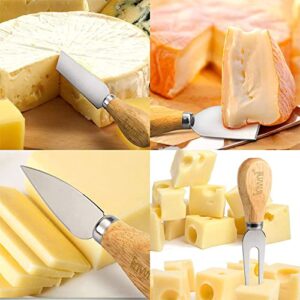 Linwnil Cheese Knife Set with Gift Box for Charcuterie Accessories Stainless Steel Knives with Wood Handle Cheese Slicer