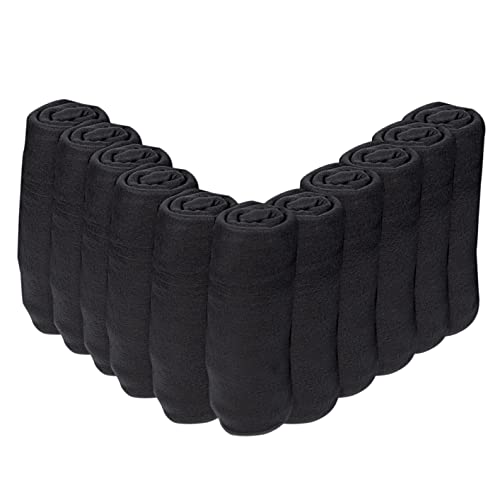 26 Pack of Ultra-Soft Fleece Black Bulk Blankets for Wedding Favors, Guests, Homeless and Outdoors, 50x60 & Have A Thickness of 160 GSM (Black)