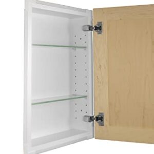 Florida Breeze Cabinets Fieldview Shaker Style Frameless Recessed Solid 14 x 18 Medicine Cabinet, Unfinished Wood