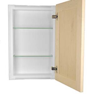 Florida Breeze Cabinets Fieldview Shaker Style Frameless Recessed Solid 14 x 18 Medicine Cabinet, Unfinished Wood