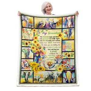 onecmore grandma gifts throw blanket grandma christmas birthday gifts, gifts for grandma,best great grandma gifts,nana mothers day flannel bed sofa blanket,sunflower elephant throw blanke