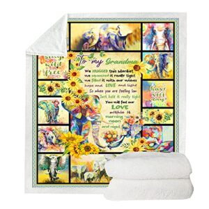 Onecmore Grandma Gifts Throw Blanket Grandma Christmas Birthday Gifts, Gifts for Grandma,Best Great Grandma Gifts,Nana Mothers Day Flannel Bed Sofa Blanket,Sunflower Elephant Throw Blanke