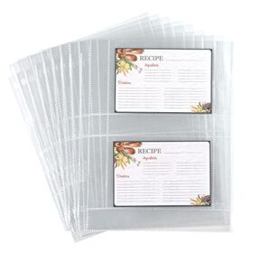 samsill recipe card page protectors for 8.5 x 11 inch 3 ring binder, 4 x 6 pockets, 2 pockets, 25 count, recipe book pocket page refill sheets, side margin loading, fits standard 3 ring binders