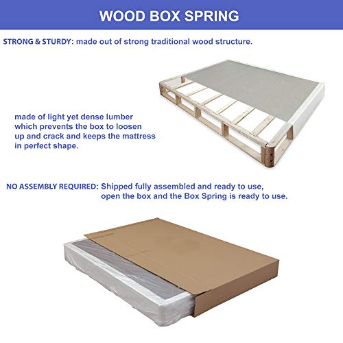 Spring Coil 85-5/0-3S Split Wood Traditional Boxspring/Foundation, Queen, 1