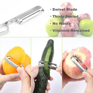 Upgraded 4.72 Inch 8 Super Sharp Blades Stainless Steel Apple Slicer Corer and Divider, With 1 Super Sharp Stainless Steel Peeler, 2 Stainless Steel Fruit Forks and 1 Orange Citrus Peeler Tool