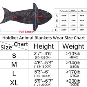 HOIDKET Shark Blanket Wearable Blanket Hooded for Adult Women Men Super Soft Cozy Flannel Throw Blanket Animal Onesie Shark Sleeping Bag Shark Gifts(Shark, 77'' H x 27'' W (Fit for Height 5'3"-5'10"))