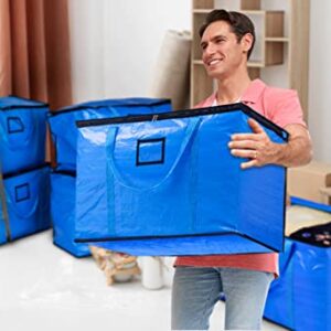 SLEEPING LAMB 110L Extra Large Moving Bags Heavy Duty Reusable Moving Totes Boxes Storage Containers for Clothes Comforters Blankets, Carrying, Travelling, College Dorm Packing, 4 Packs, Blue