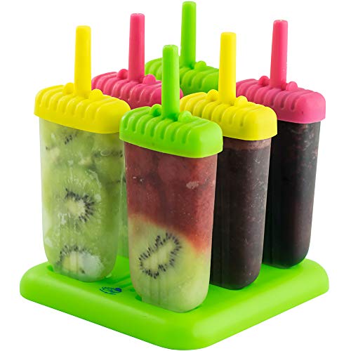 Popsicle Molds Set - 6 Pack Popsicle Mold Ice Popsicle Molds BPA Free Ice Popsicle Mold Ice Pop Mold Ice Popsicles Maker Fun for Kids and Adults (assorted)