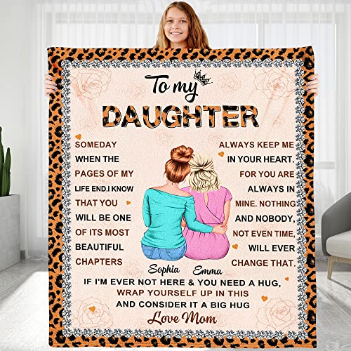 KERAOO Personalized Blanket Gift for Daughter, Christmas Birthday Gifts for Daughter, Custom Throw Blanket to My Daughter from Mom, Mother's Day Graduation Gifts (Custom Daughter-05)