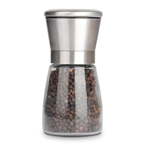 pepper grinder pepper mill, salt grinder refillable,(single package) adjustable coarseness black pepper grinder, stainless steel sea salt shaker with ceramic rotor (1 pack)