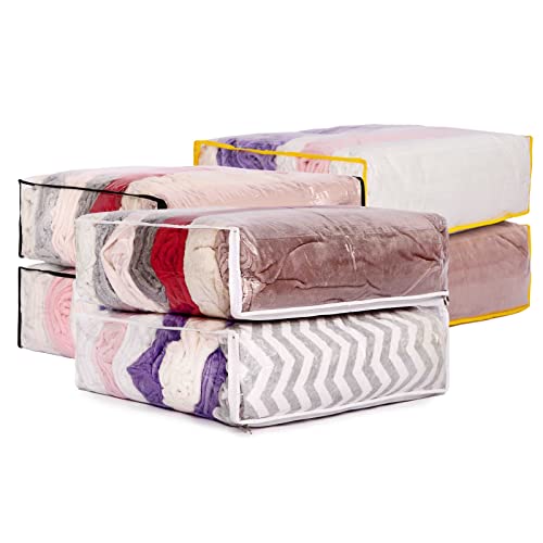 DoYiKe Clear Vinyl Zippered Storage Bags with Zipper for Blanket, Pillow, Quilts, Clothes, Bedding, Sweater, Clothing