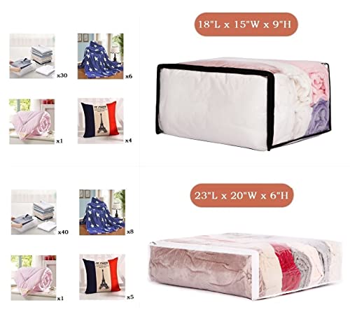 DoYiKe Clear Vinyl Zippered Storage Bags with Zipper for Blanket, Pillow, Quilts, Clothes, Bedding, Sweater, Clothing