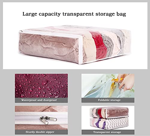 DoYiKe Clear Vinyl Zippered Storage Bags with Zipper for Blanket, Pillow, Quilts, Clothes, Bedding, Sweater, Clothing