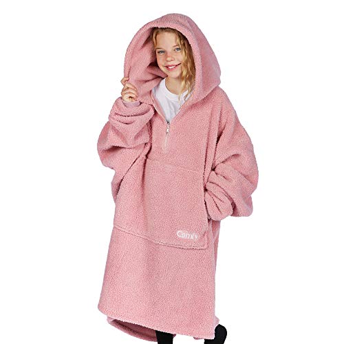 THE COMFY Original Teddy Bear Quarter-Zip | Oversized Microfiber & Sherpa Wearable Blanket, Seen On Shark Tank, One Size Fits All