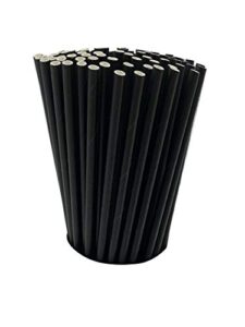 100 black biodegradable paper straws co-friendly biodegradable drinking straws bulk for party supplies, bridal/baby shower, birthday, mixed drinks, weddings, restaurant, food service, drink stirrer