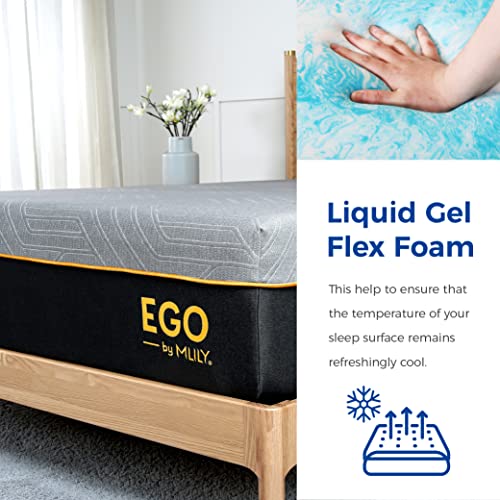 EGO Copper Queen Memory Foam Mattress 12 Inch, Copper Gel Infused Mattress Bed in A Box CertiPUR-US Certified Made in USA, Medium Plush, Darkgray