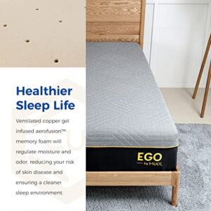 EGO Copper Queen Memory Foam Mattress 12 Inch, Copper Gel Infused Mattress Bed in A Box CertiPUR-US Certified Made in USA, Medium Plush, Darkgray