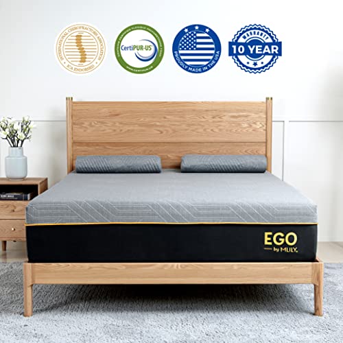 EGO Copper Queen Memory Foam Mattress 12 Inch, Copper Gel Infused Mattress Bed in A Box CertiPUR-US Certified Made in USA, Medium Plush, Darkgray