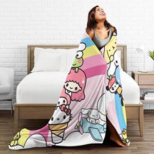 Pink Blanket Cute Flannel Plush Throw Blankets 50''x40''Ultra-Soft Comfortable Rainbow Cartoon with Indoor Outdoor Plush Air Conditioner Family Cars All Season Gift for Women Girls Friend